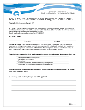 Fillable Online NWT Youth Ambassador Program 2018 2019 - maca.gov.nt.ca ...