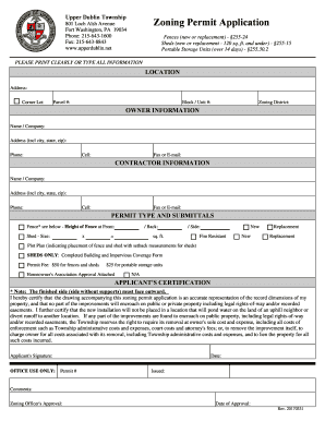 Fillable Online Form-Zoning Permit Application for Fences ... - Upper ...