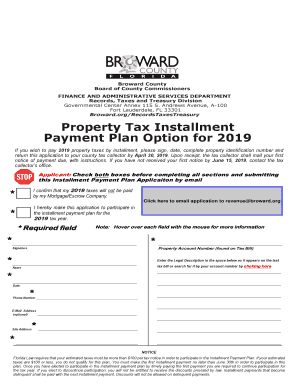 Fillable Online Payment Plan Option for 2019. Installment Application ...
