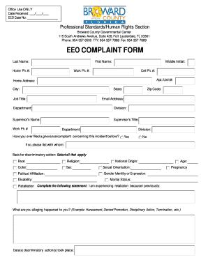 Fillable Online EEO COMPLAINT FORM - broward.org Fax Email Print ...