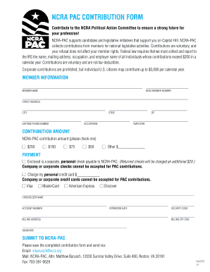 Fillable Online NCRA PAC CONTRIBUTION FORM Fax Email Print - pdfFiller