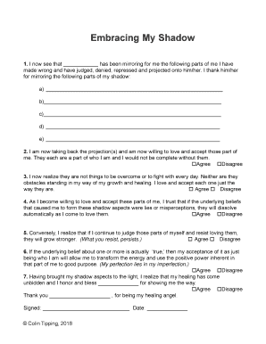 Fillable Online Embracing My Shadow Worksheet. - Radical Forgiveness ...
