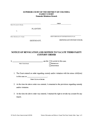Fillable Online Notice of Revocation and Motion to Vacate Third Party Custody Order Fax Email ...