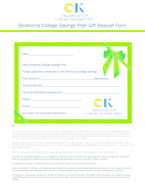 Fillable Online Gift Deposit Form - Oklahoma 529 College Savings Plan ...