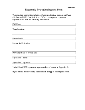 Fillable Online Ergonomic Evaluation Request Form. Health and Safety ...