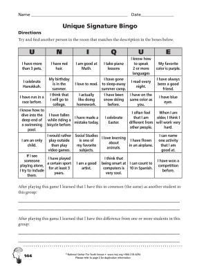 Fillable Online Unique Signature Bingo Fax Email Print - pdfFiller