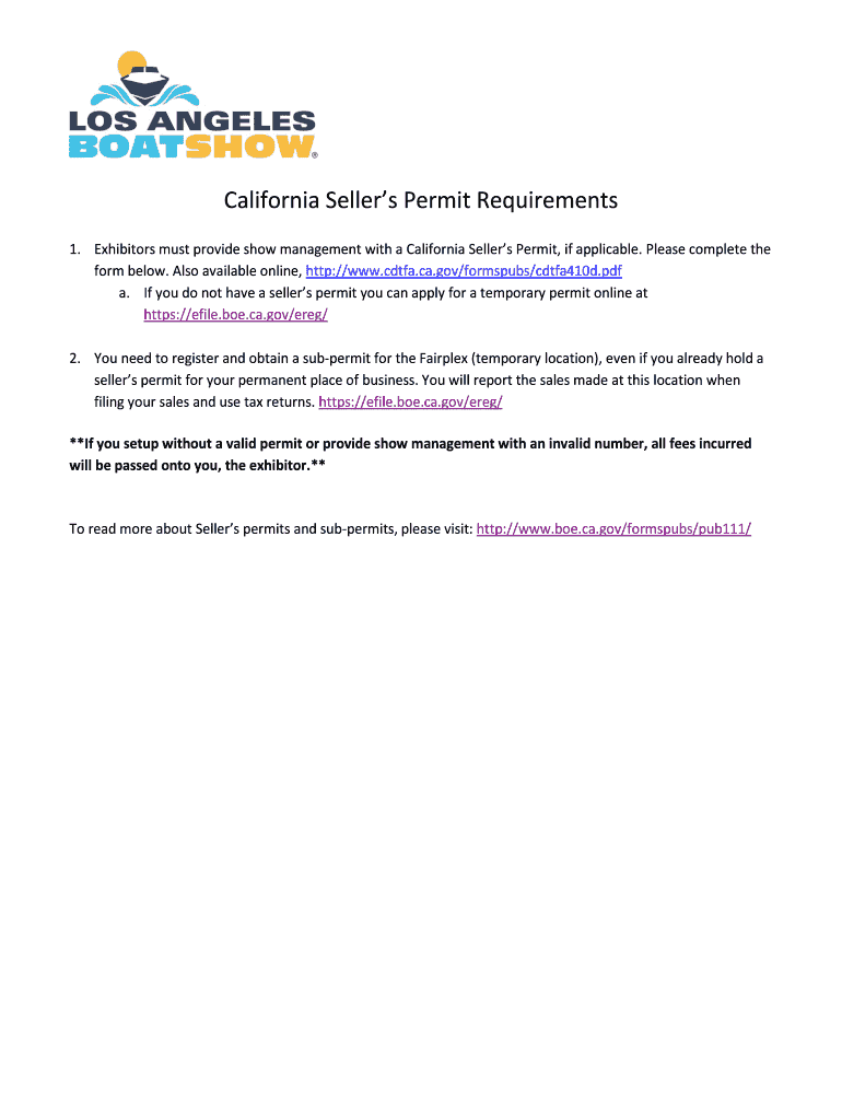 Fillable Online California Sellers Permit Requirements Fax Email Print ...