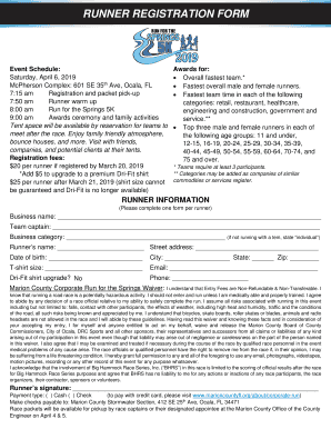 Fillable Online 2019 Run for the Springs 5K Registration Form Fax Email Print - pdfFiller