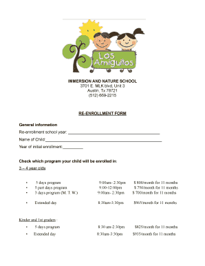 Fillable Online Re-enrollment form final Fax Email Print - pdfFiller