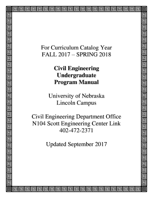 Fillable Online engineering unl For Curriculum Catalog Year FALL 2017 ...