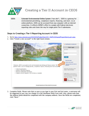Fillable Online Steps to Creating a Tier II Reporting Account in CEOS ...