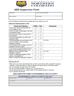 Fillable Online AED Inspection Form - unco.edu Fax Email Print - pdfFiller