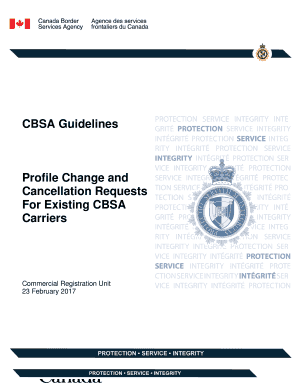 Fillable Online CBSA Guidelines Profile Change and Cancellation ...