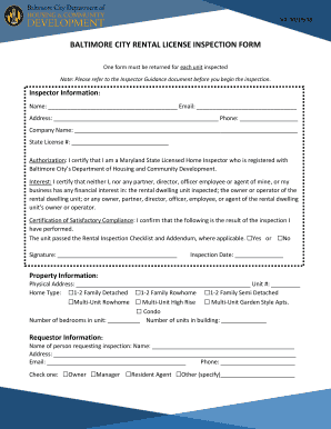 Fillable Online BALTIMORE CITY RENTAL LICENSE INSPECTION FORM Fax Email ...