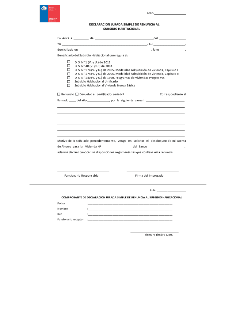 Fillable Online Declaracin Jurada Simple - Documento online AQU ...