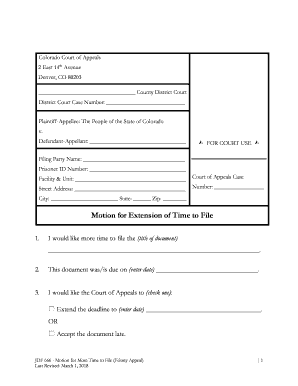 Fillable Online Motion for Extension of Time - JDF 666 Fax Email Print ...