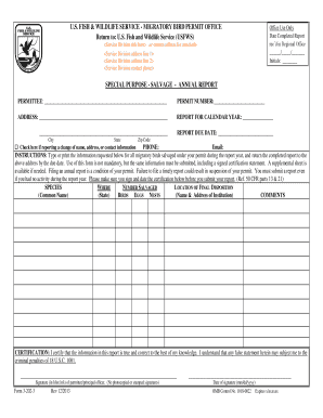 Fillable Online SPECIAL PURPOSE - SALVAGE - ANNUAL REPORT Fax Email ...