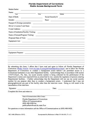 Fillable Online Florida Department of Corrections Media Access ...