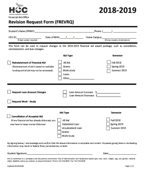 Fillable Online Revision Request Form (FREVRQ) - HCC Fax Email Print - pdfFiller