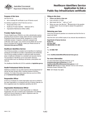 Fillable Online Healthcare Identifiers Service Application to request ...