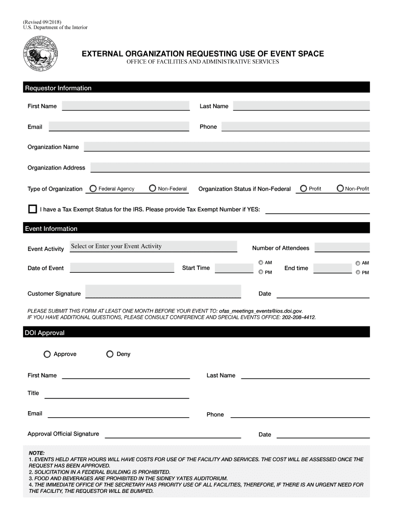 Fillable Online External Organization Requesting Use of Event Space Form -... Fax Email Print ...