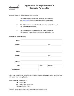 Fillable Online Application for Registration as a Domestic Partnership ...