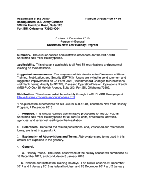 Fillable Online Department of the Army Fort Sill Circular 600-17-01 ...