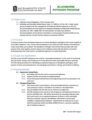 Fillable Online Bloodborne Pathogens Control Plan - Sac State Fax Email ...