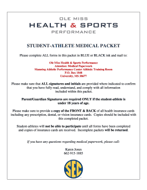 Fillable Online student-athlete medical packet - College Sports Live ...