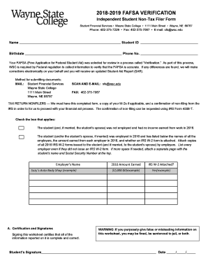Fillable Online . As part of the FAFSA verification process for 2018-19 ...