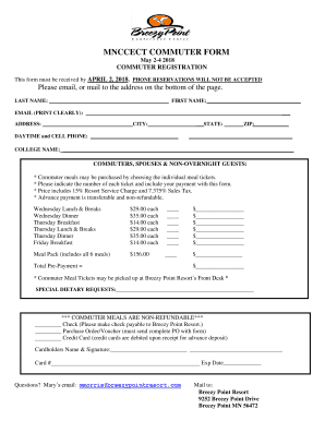 Fillable Online MNCCECT COMMUTER FORM Fax Email Print - pdfFiller