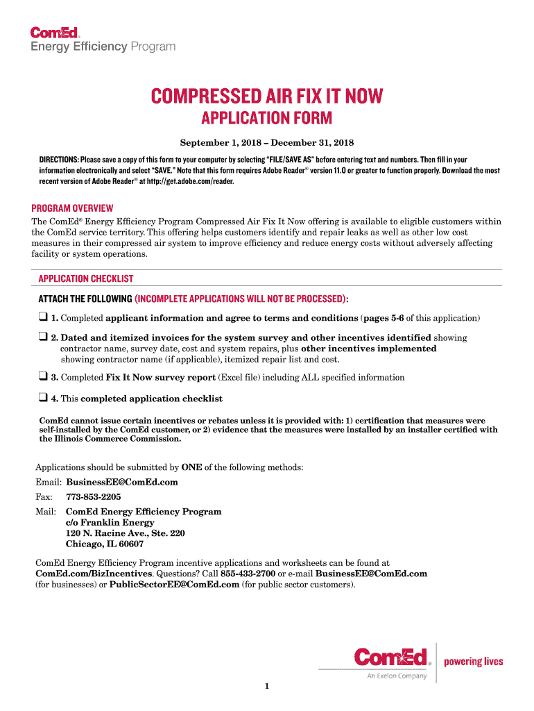 Fillable Online Compressed Air Leak Repair Application Form. Compressed Air Leak Repair ...