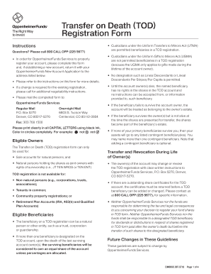 Fillable Online Transfer on Death Registration Form - OppenheimerFunds ...