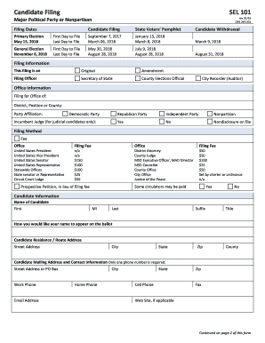 Fillable Online SEL101 Candidate Filing - Oregon Secretary of State Fax ...