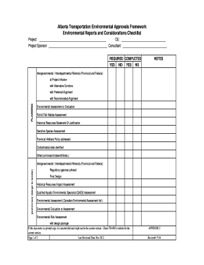 Fillable Online Environmental Reports and Considerations Checklist Fax ...