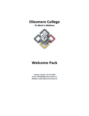 Fillable Online Ellesmere College Welcome Pack Fax Email Print - pdfFiller
