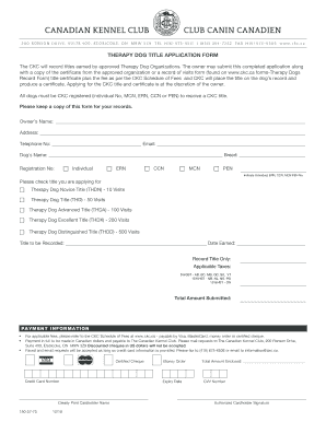 Fillable Online Therapy Dog Title Application Form No. 150-37-70 ...