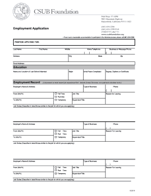 Fillable Online Employment Application - California State University ...