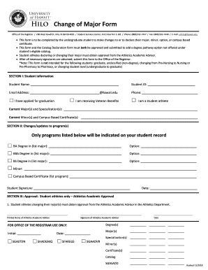 Fillable Online hilo hawaii Change of Major. Registrar's forms Fax ...