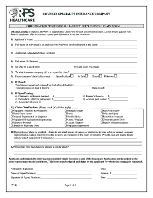 Fillable Online Coverys-Supplemental Claims Form Fax Email Print ...