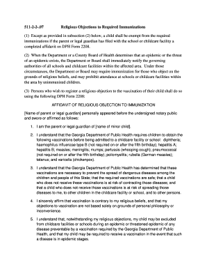 Fillable Online Georgia Religious Exemption Form - Georgia Department ...