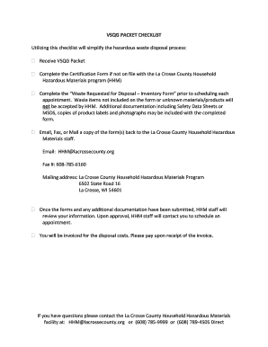 Fillable Online New VSQG Packet Checklist.doc Fax Email Print - pdfFiller
