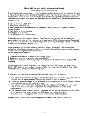 Fillable Online Medical Preceptorship Information Sheet Fax Email Print ...