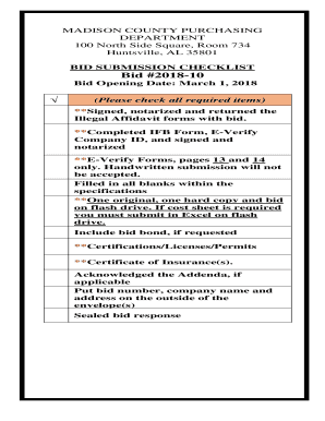 Fillable Online BID SUBMISSION CHECKLIST Bid #2018-10 Fax Email Print ...