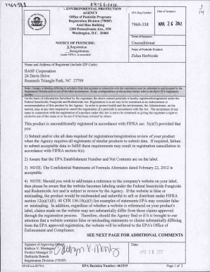 Fillable Online US EPA, Pesticide Product Label, ZIDUA HERBICIDE, 04/26 ...