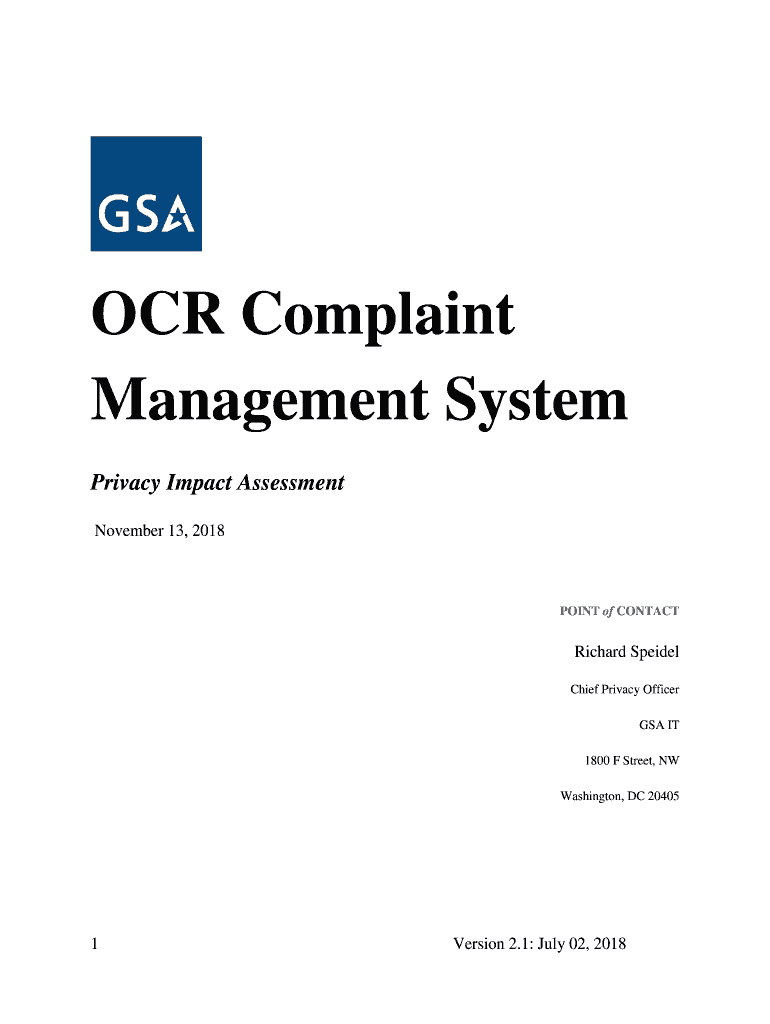 Fillable Online OCR Complaint Management System - GSA Fax Email Print - pdfFiller