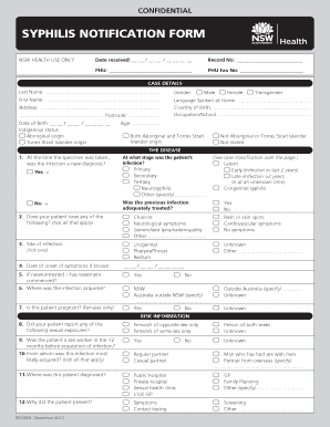 Fillable Online SYPHILIS NOTIFICATION FORM - NSW Health Fax Email Print ...