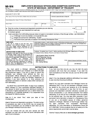Fillable Online MI-W4, Emploee's Michigan Withholding Exemption ...