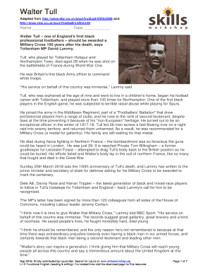 Fillable Online Walter Tull 100th Anniversary. L1-2 Functional English ...