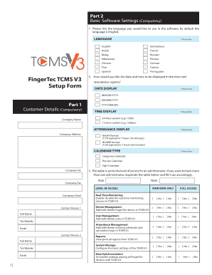 Fillable Online FingerTec TCMS V3 Setup Form Fax Email Print - pdfFiller